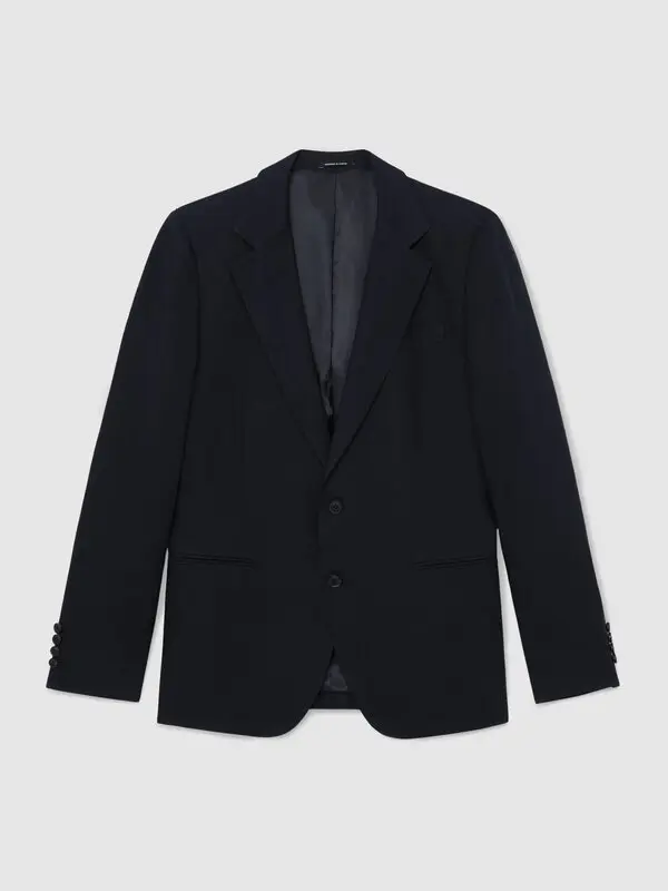 REISS Tailored Fit Single-breasted Linen Blazer - Navy