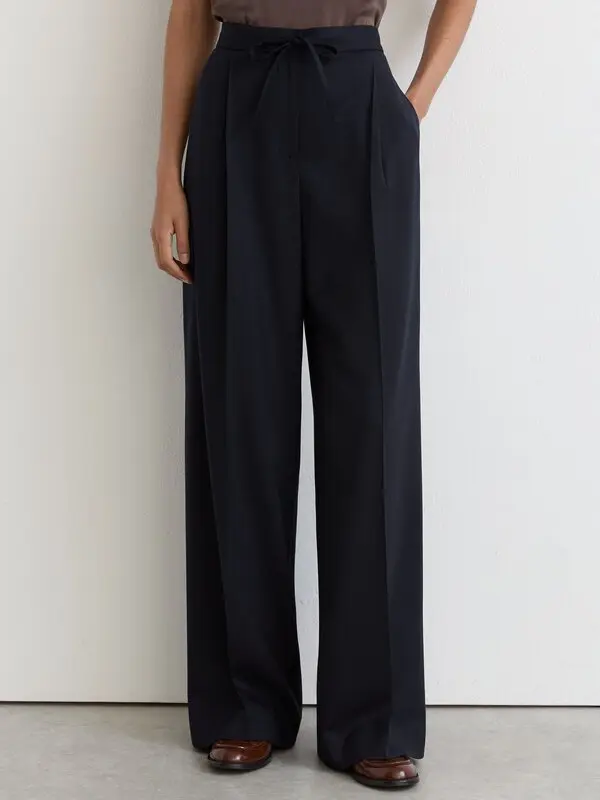 REISS Wool-blend Drawstring Wide-leg Suit Trousers