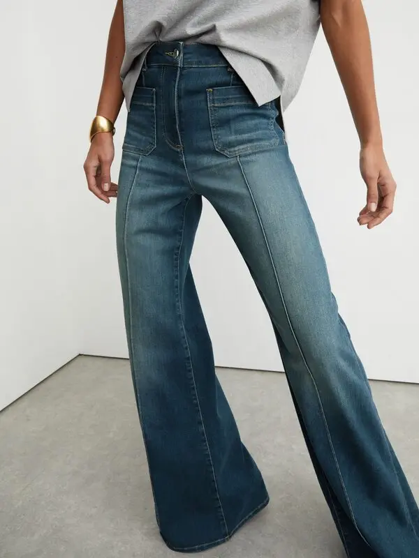 REISS Patch-pocket Flared Jeans - Camel/cream