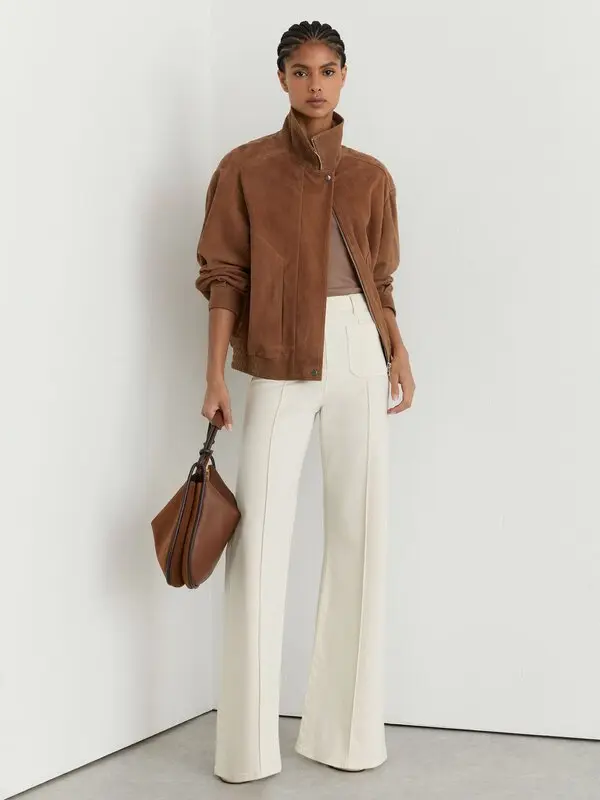 REISS Sakura Mid Patch-pocket Flared Jeans - Ecru