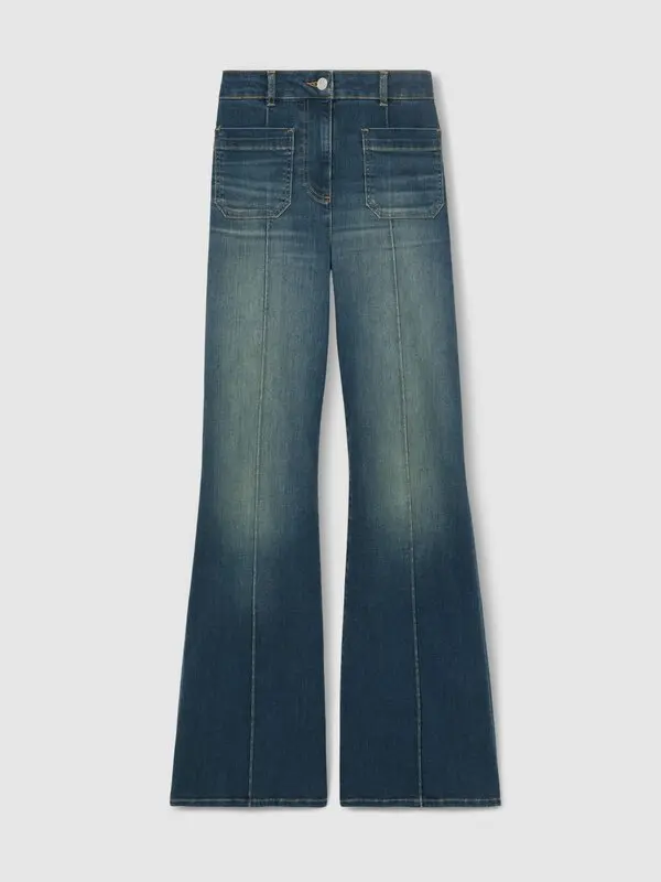 REISS Sakura Mid-rise Flared Jeans - Mid Blue