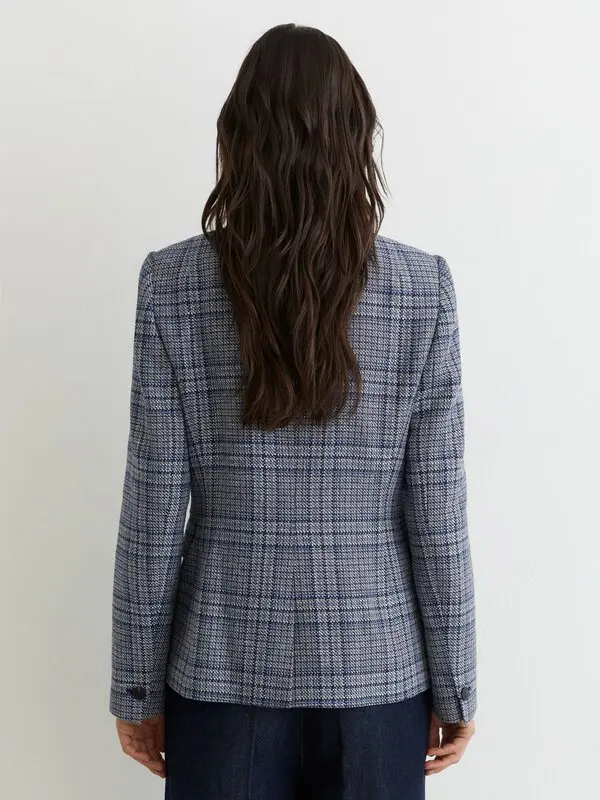 REISS Double-breasted Blazer Cotton-linen
