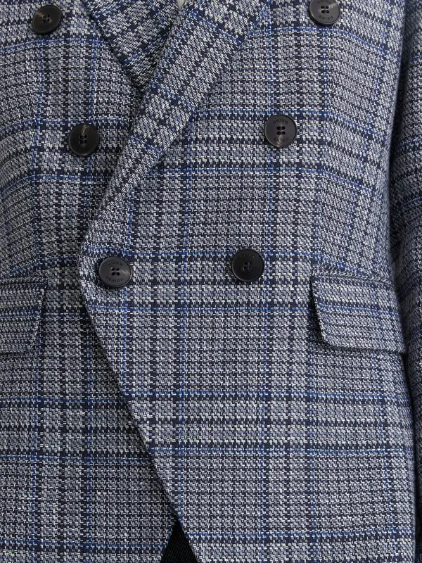 REISS Double-breasted Blazer Cotton-linen