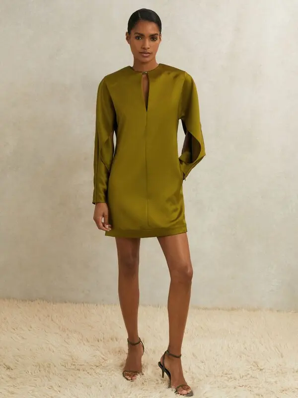 REISS Atelier Satin Turn-lock Mini Dress