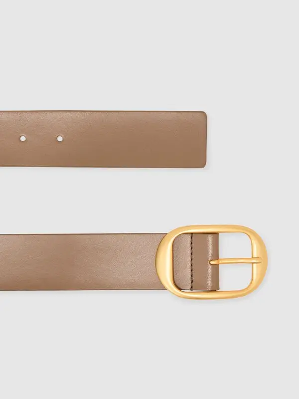 REISS Leather Oval-buckle Belt