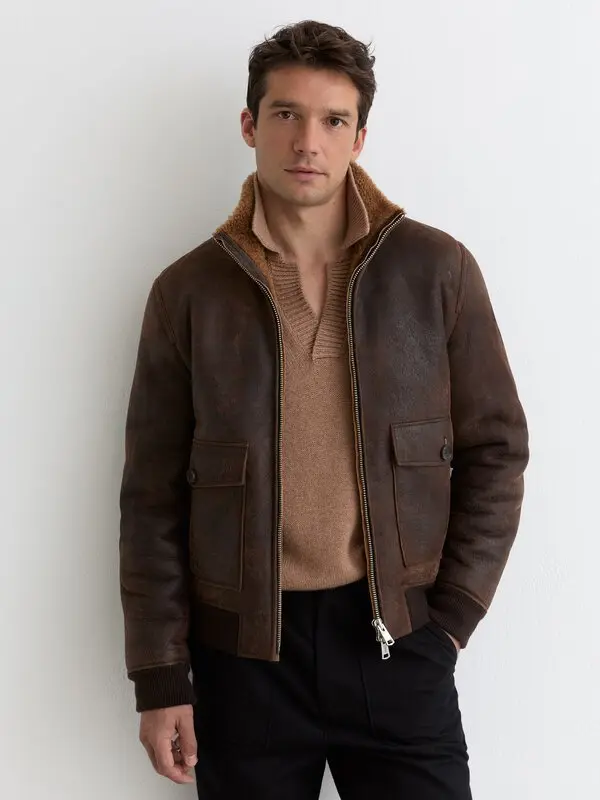 REISS Shearling Zip-through Jacket