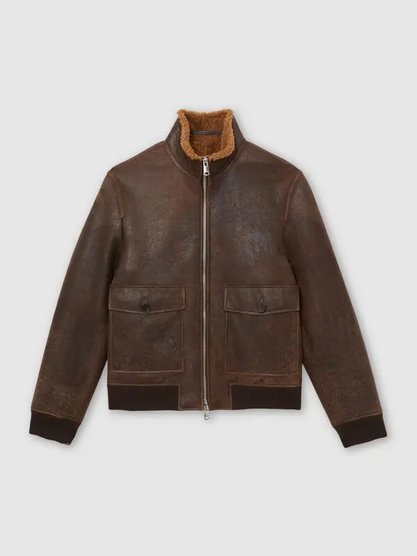 REISS Shearling Zip-through Jacket