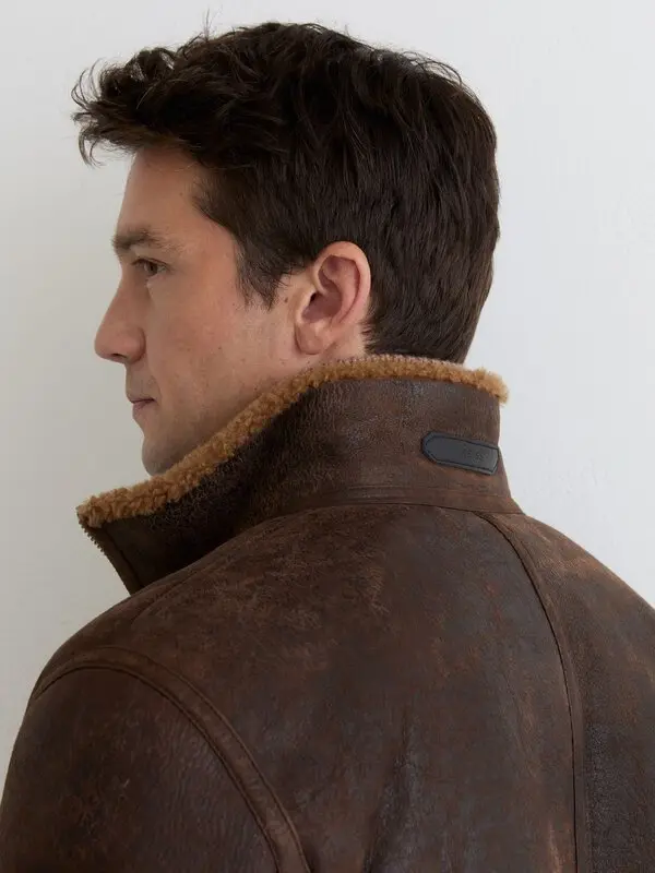 REISS Shearling Zip-through Jacket