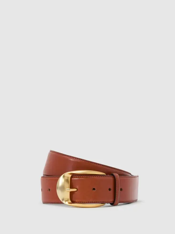 REISS Leather Rounded-buckle Belt