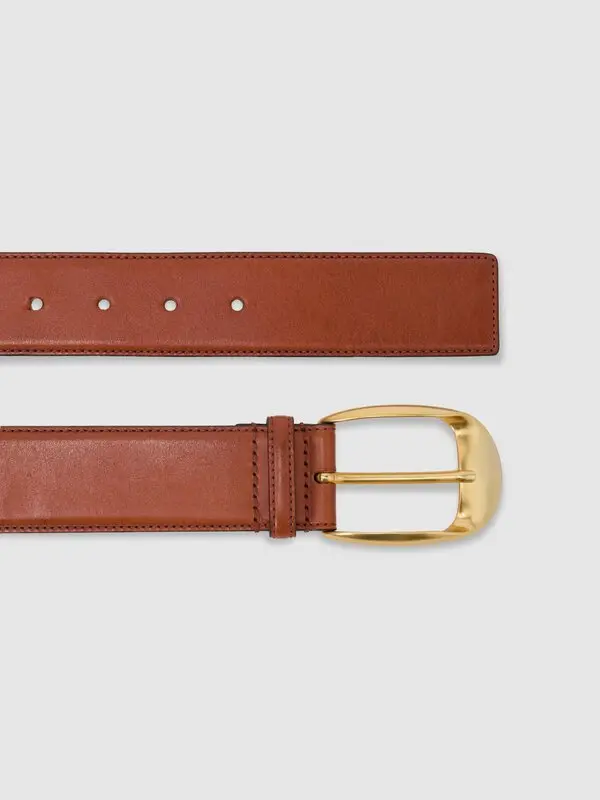 REISS Leather Rounded-buckle Belt