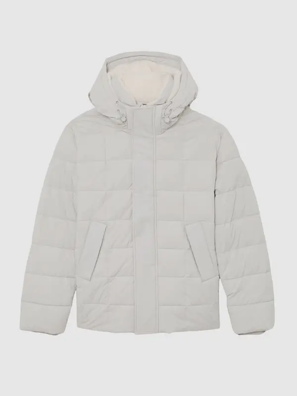 REISS Fleece-lined Hooded Puffer Jacket