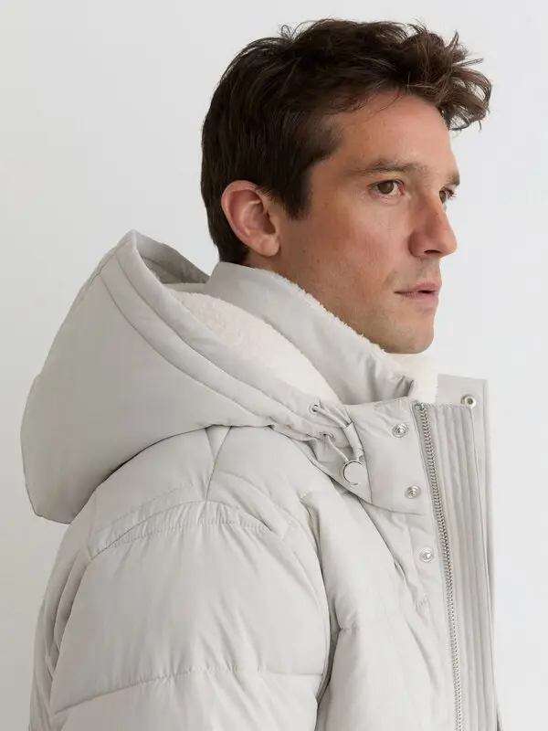 REISS Fleece-lined Hooded Puffer Jacket