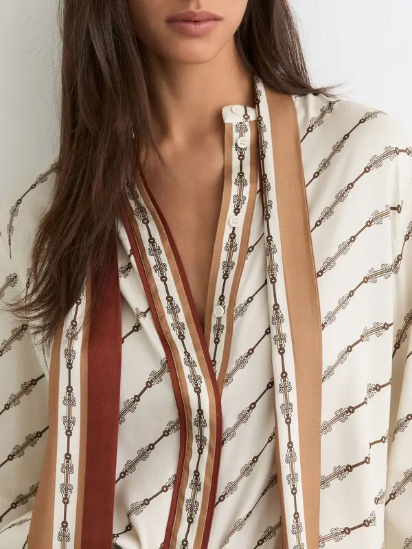 REISS Chain-print Tie-neck Shirt