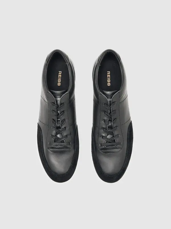 REISS Bonded-leather Low-top Trainers - Black