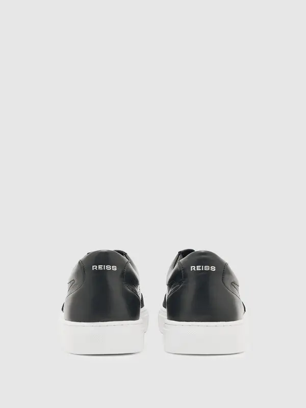 REISS Bonded-leather Low-top Trainers - Black