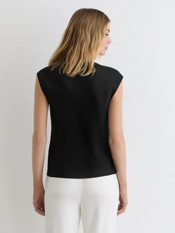 REISS Silk Cowl-neck Sleeveless Top - Black