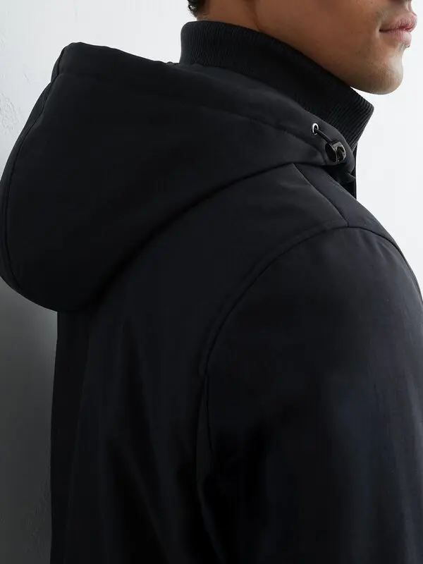 REISS Hooded Zip-through Padded Coat - Navy