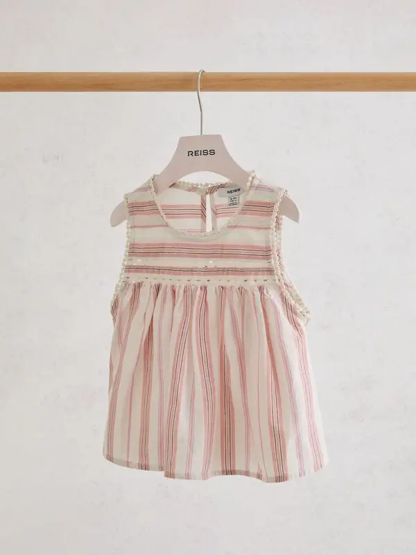 REISS 3-9 Yrs Cotton-linen Striped Babydoll Top