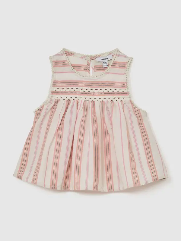 REISS 3-9 Yrs Cotton-linen Striped Babydoll Top