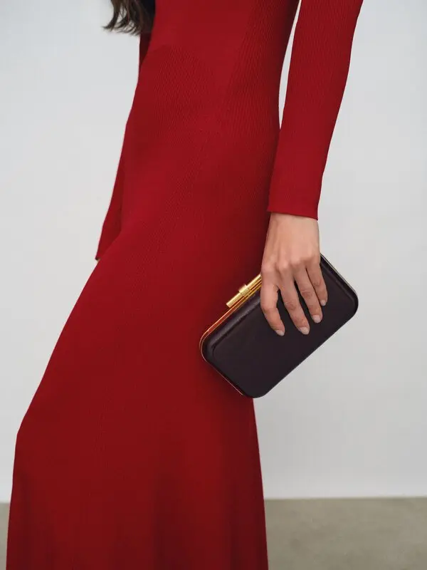 REISS Knitted Cut-out Maxi Dress - Red