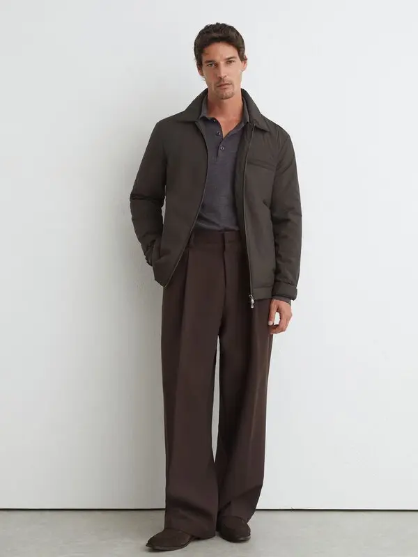 REISS Technical Padded Zip-through Jacket - Dark Brown