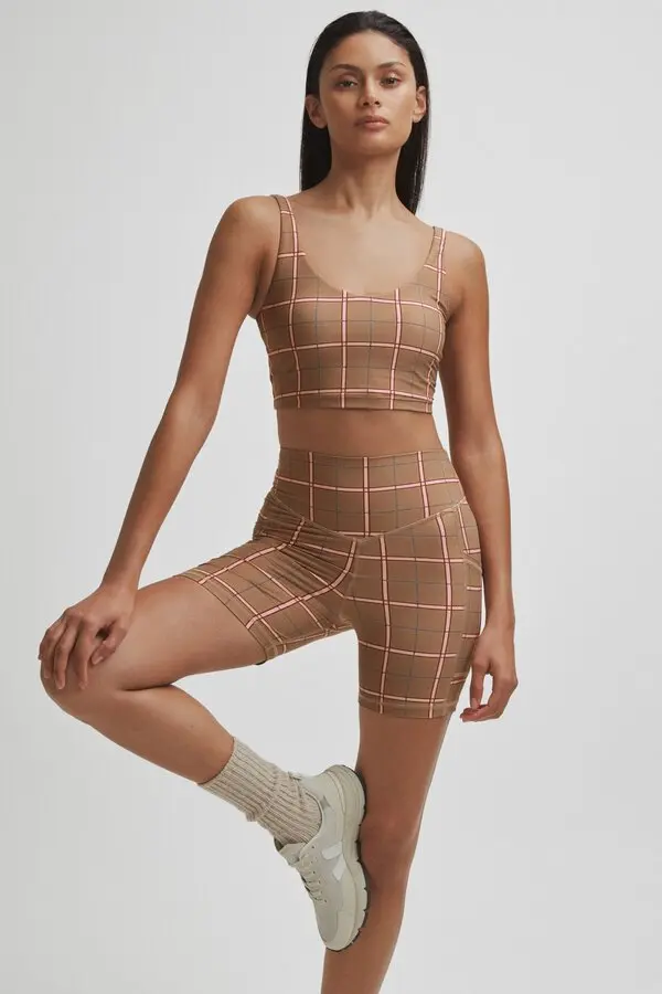 The Upside Check Spin Shorts - Brown Check