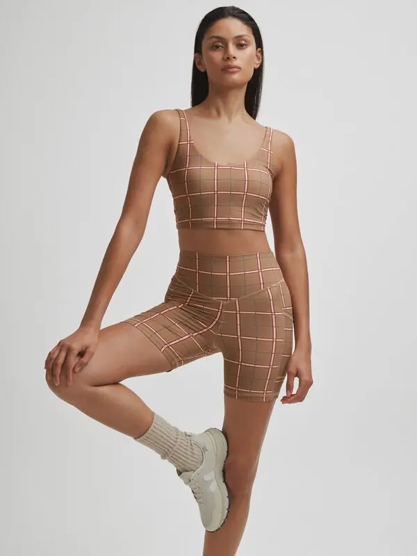 The Upside Check Spin Shorts - Brown Check