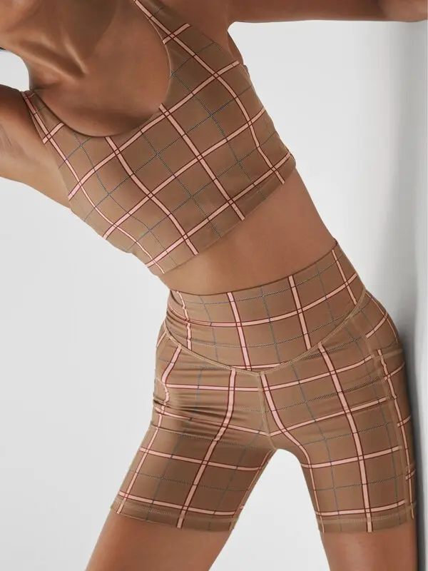 The Upside Check Spin Shorts - Brown Check