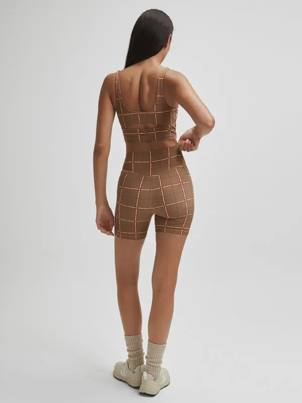 The Upside Check Spin Shorts - Brown Check