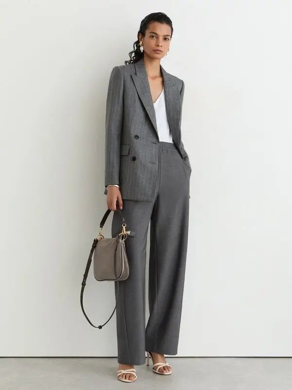 REISS Barrel-leg Trousers With Elasticated Waist
