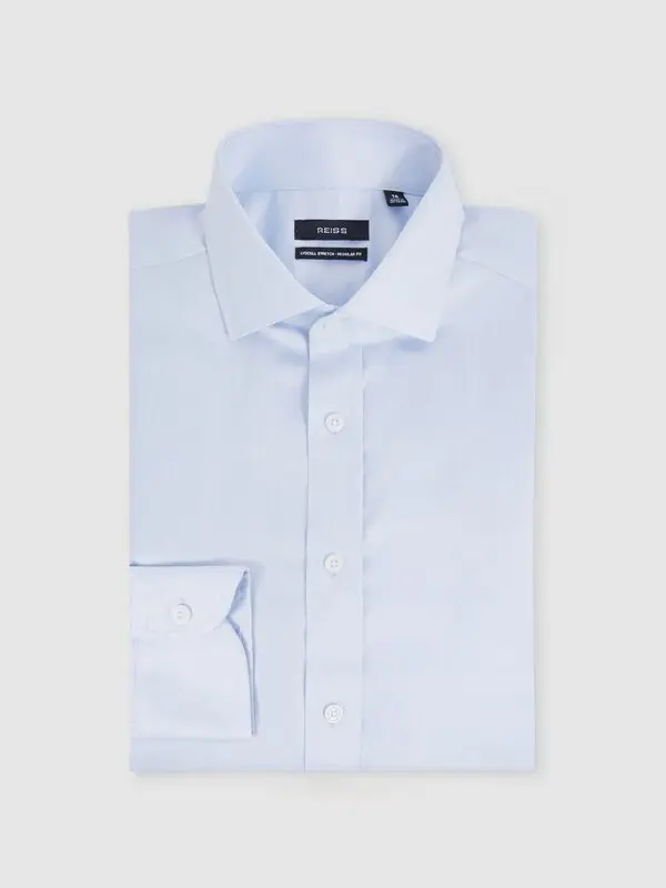 REISS Bishopsgate Fit Cotton-blend Stretch Shirt - Soft Blue