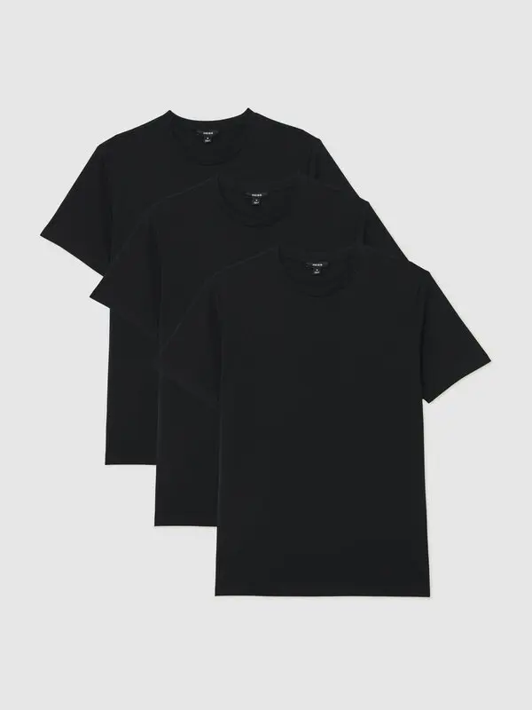 REISS Wheat Melange & Coco Brown Bless Pack Cotton Crew-neck Tailored-fit T-shirts-pack - Black