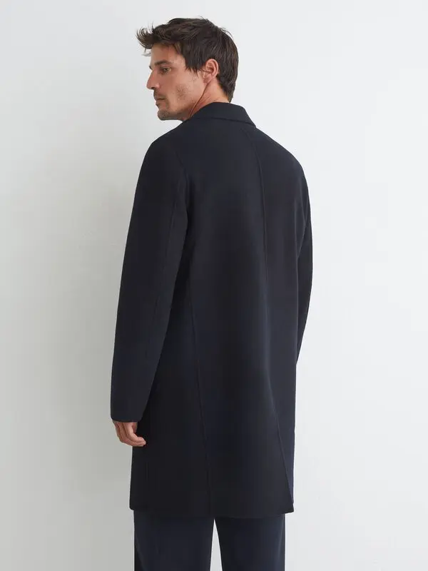 REISS Wool-blend Single-breasted Epsom Coat - Navy