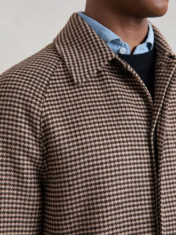 REISS Wool-blend Dogtooth-check Overcoat