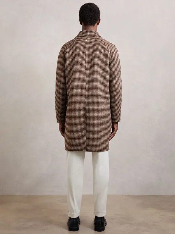 REISS Wool-blend Dogtooth-check Overcoat