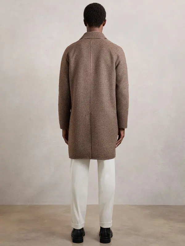 REISS Wool-blend Houndstooth Check Overcoat
