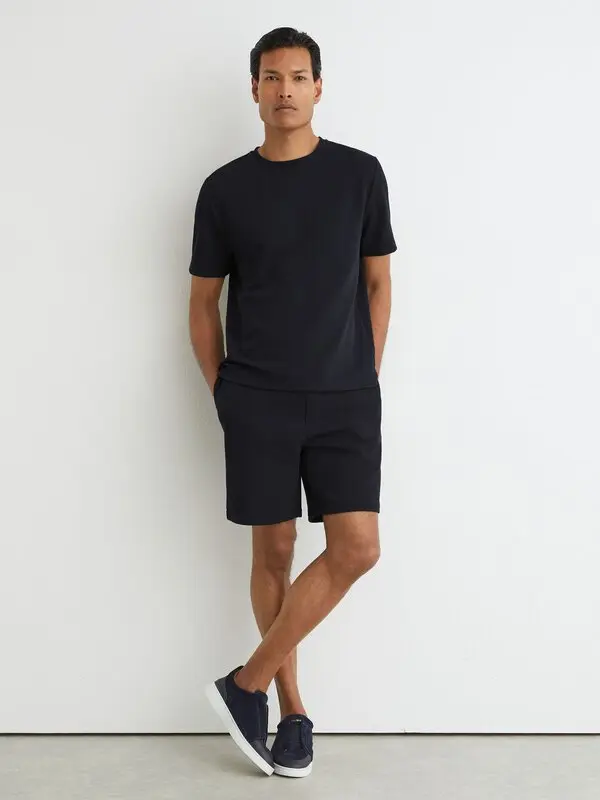 REISS Textured Drawstring Shorts - Navy