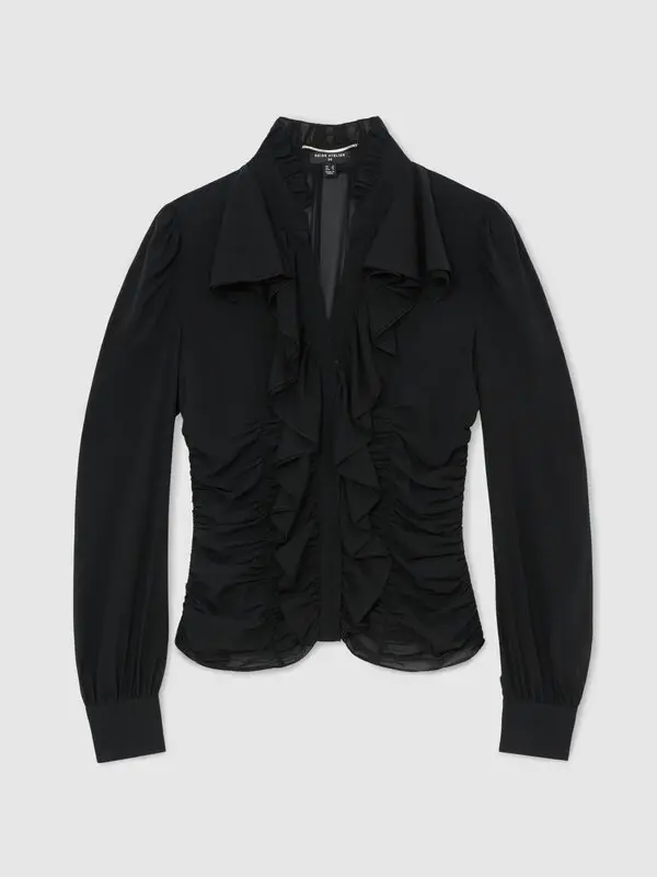 ATELIER Silk-blend Ruffled Blouse - Black