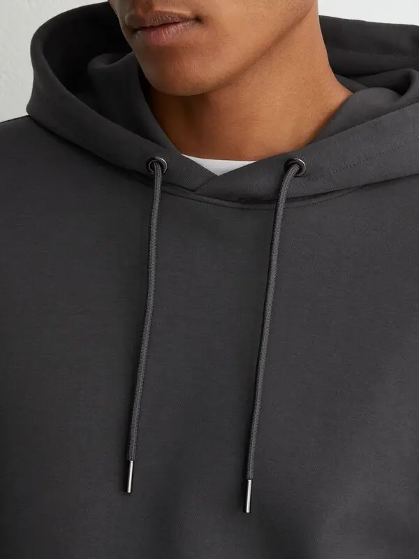 REISS Premium Interlock Hoodie - Charcoal Grey