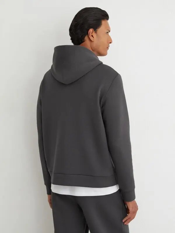 REISS Premium Interlock Hoodie - Charcoal Grey
