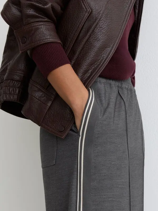 REISS Mélange Side-stripe Wide-leg Trousers