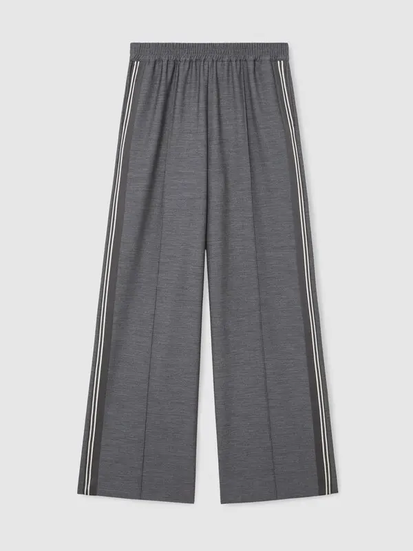 REISS Mélange Side-stripe Wide-leg Trousers