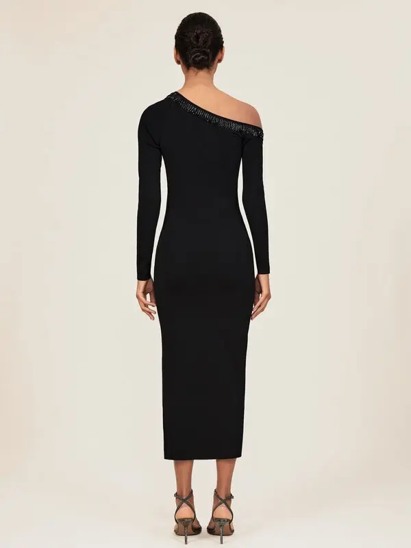 REISS Bead-detail Off-shoulder Knit Dress