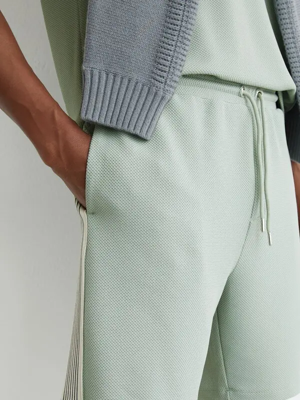 REISS Textured Side-stripe Drawstring Shorts