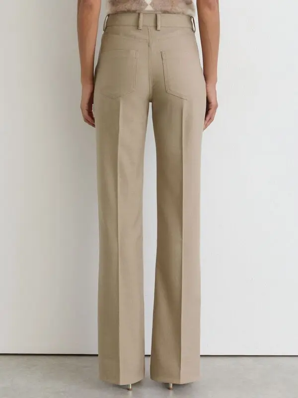 REISS Petite Flared Twill Seam-detail Trousers