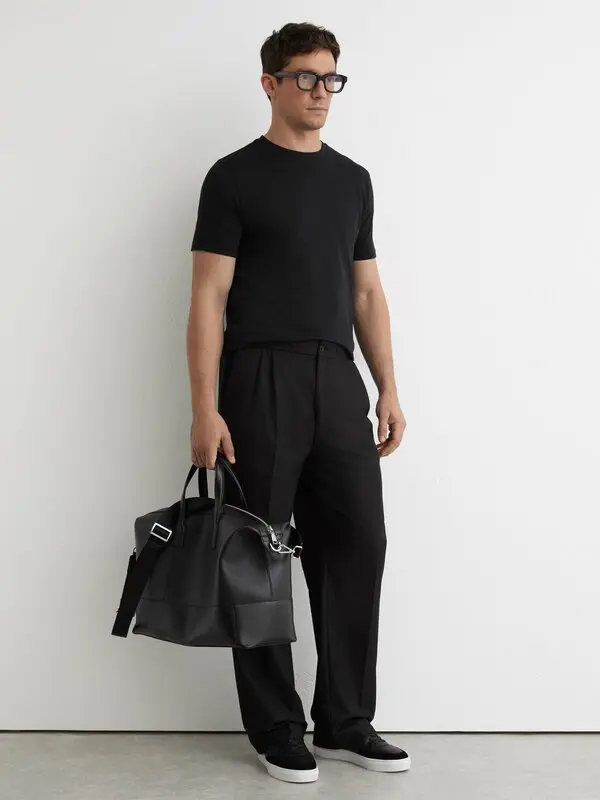 REISS Aquamarine Blue Marl Crew Neck T-shirt - Black