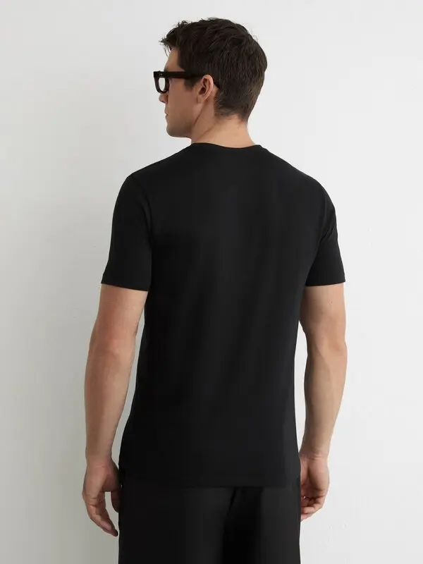 REISS Aquamarine Blue Marl Crew Neck T-shirt - Black