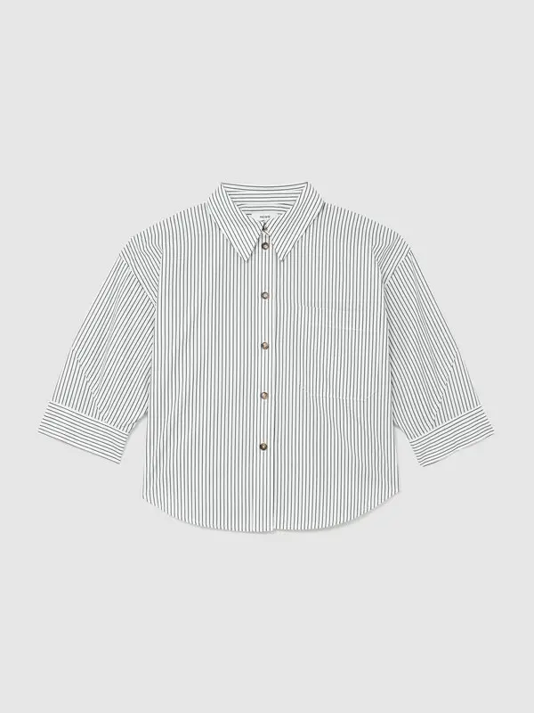 REISS Cotton Striped Cropped Shirt