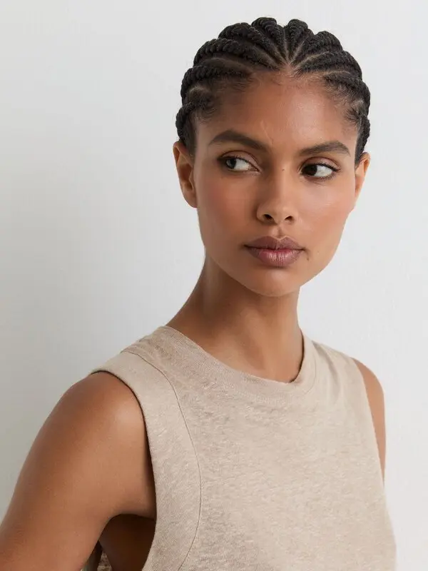 REISS Linen Jersey Crew-neck Vest