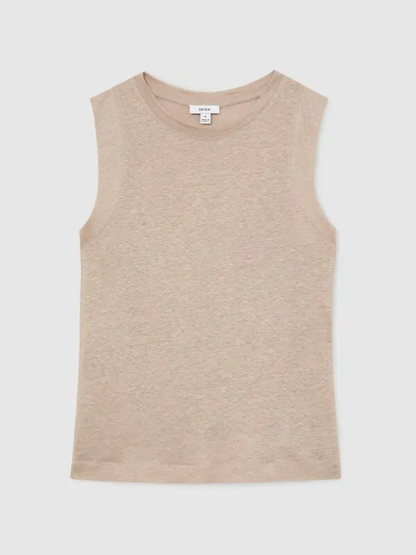 REISS Linen Jersey Crew-neck Vest